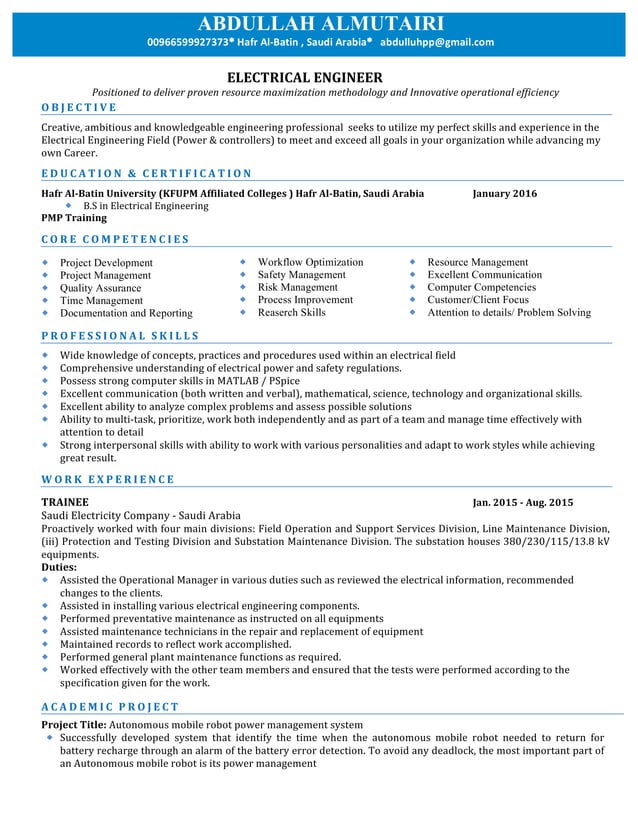 Electrical Engineer CV | PDF | Robotics | Technology & Computing