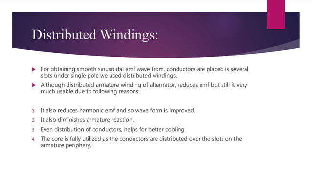 Distribution Factor, Concentrated Windings, Distributed Windings | PPTX