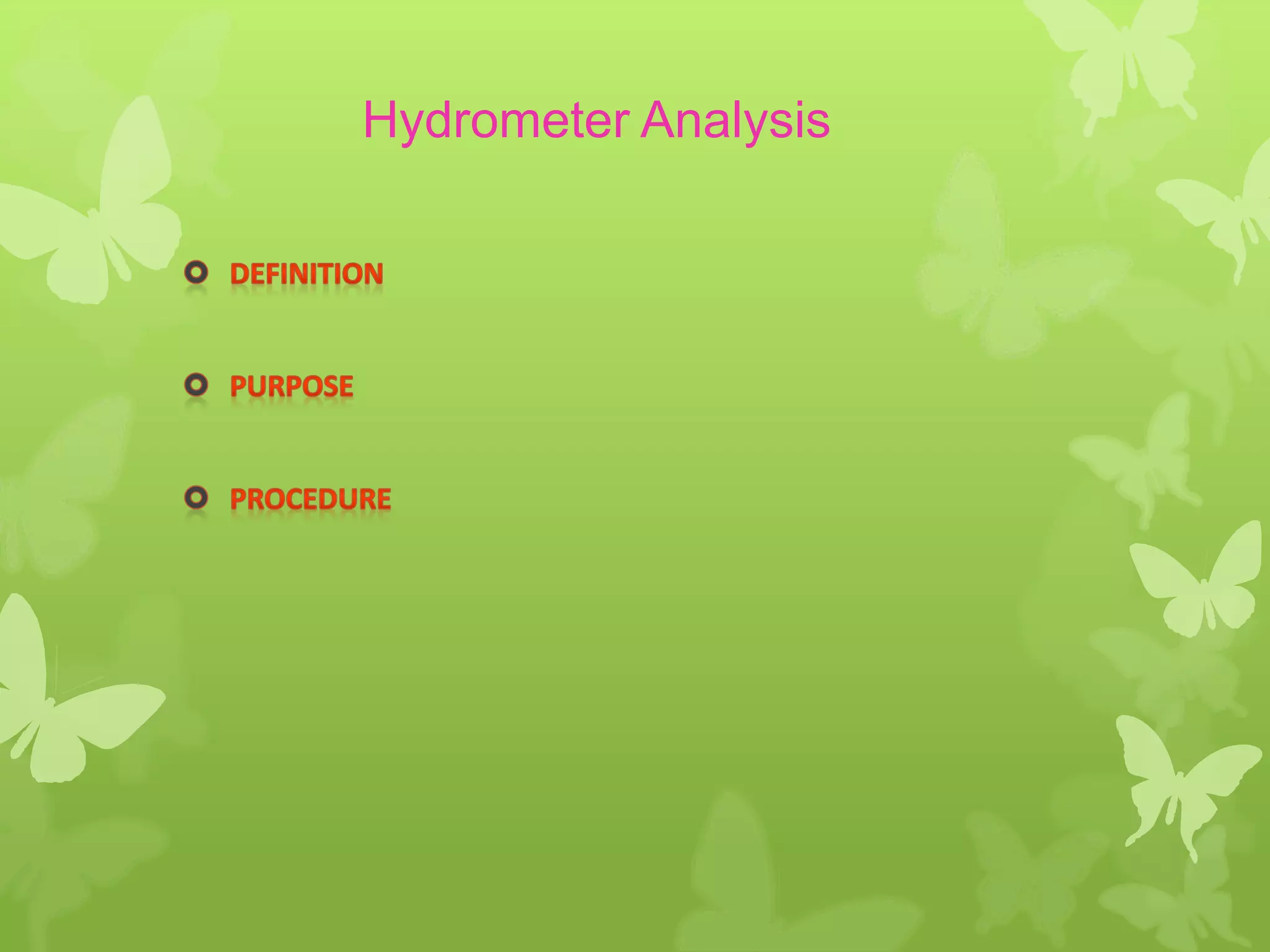 Hydrometer Analysis for Soil (Sedimentation) | PPTX