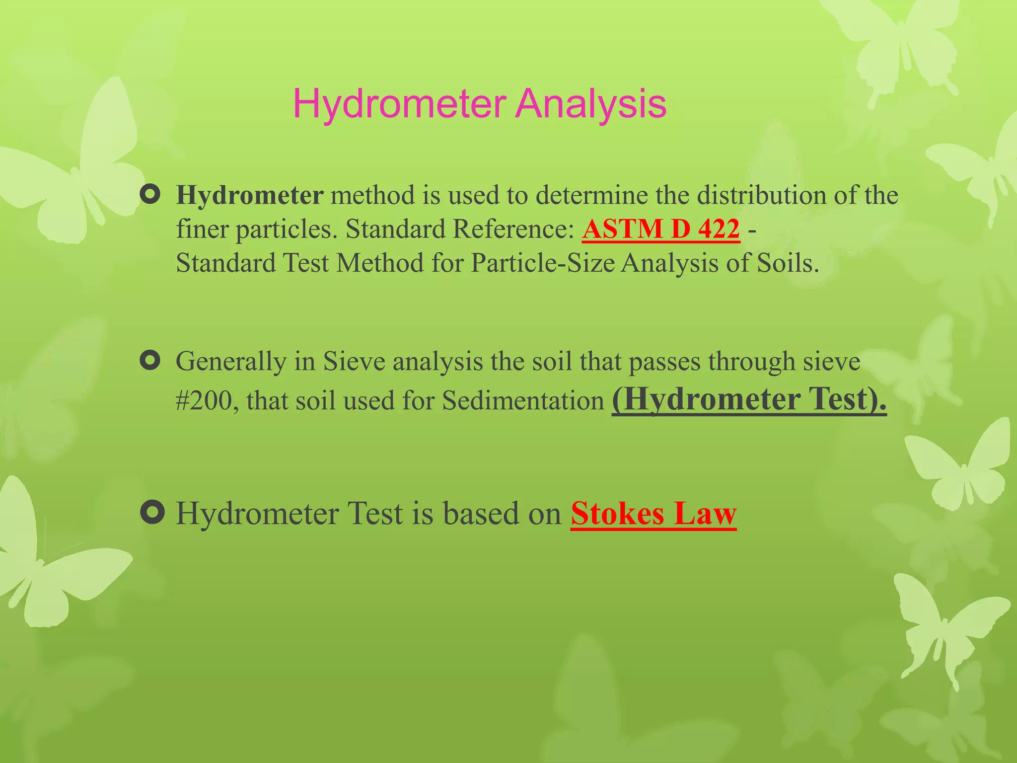 Hydrometer Analysis for Soil (Sedimentation) | PPTX