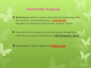 Hydrometer Analysis for Soil (Sedimentation) | PPTX