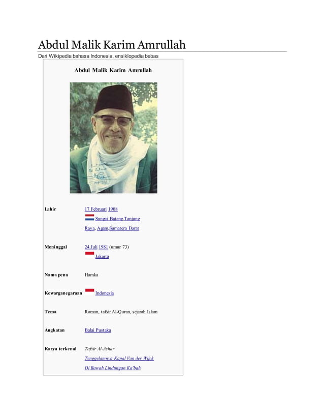 Abdul malik karim amrullah ( buya hamka) | DOCX