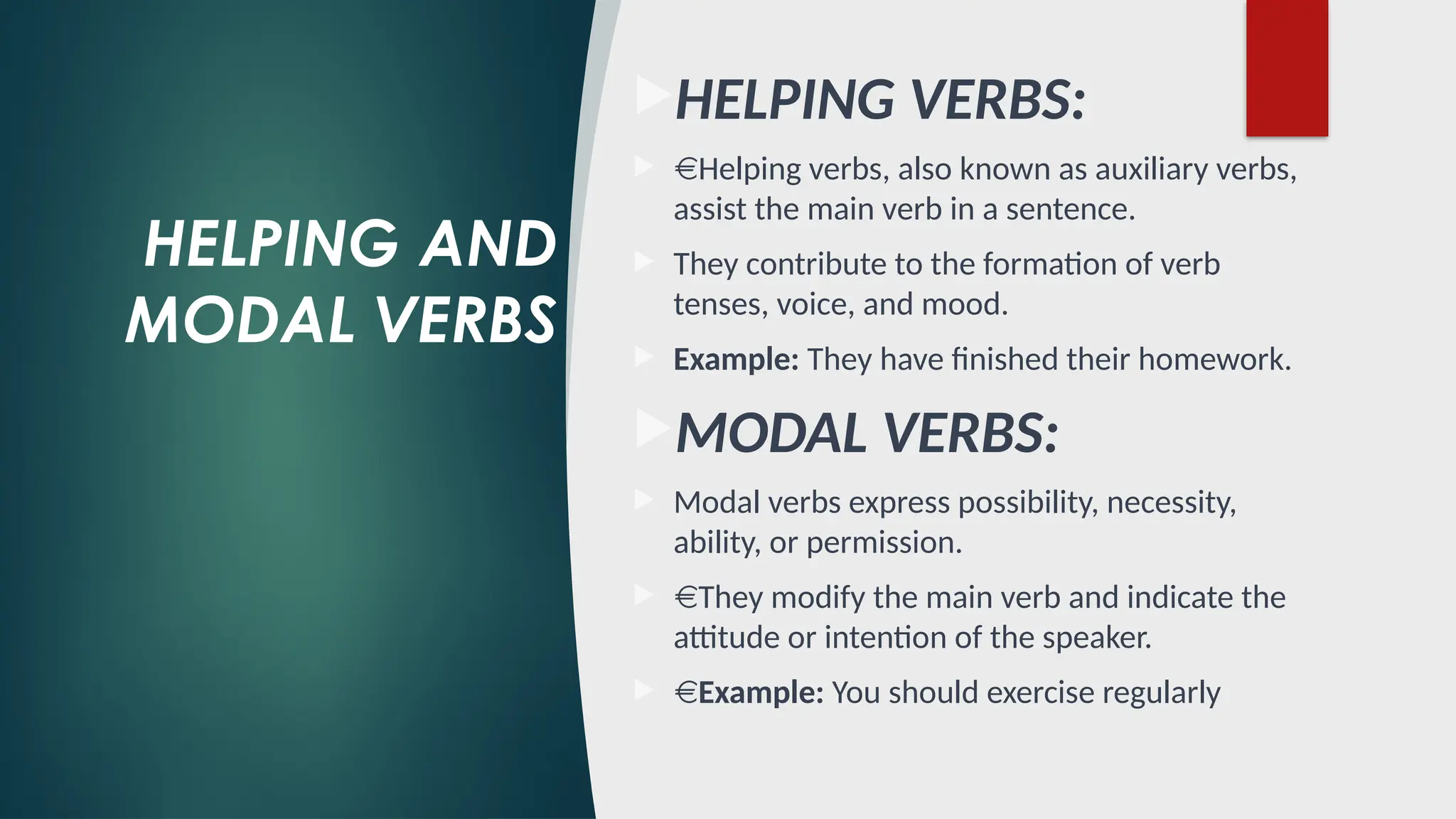 Types of Verbs In English Language basic concepts | PPTX