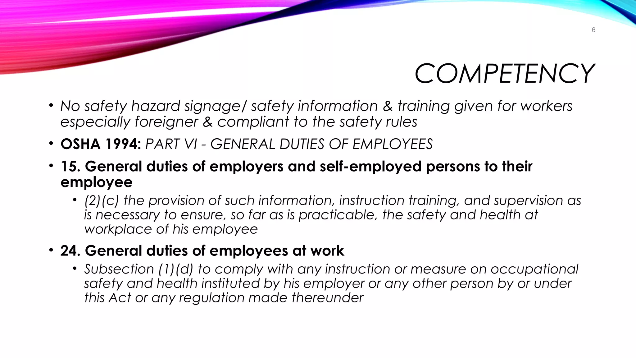 Occupational Safety & Health Legislation | PPT