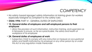 Occupational Safety & Health Legislation | PPT