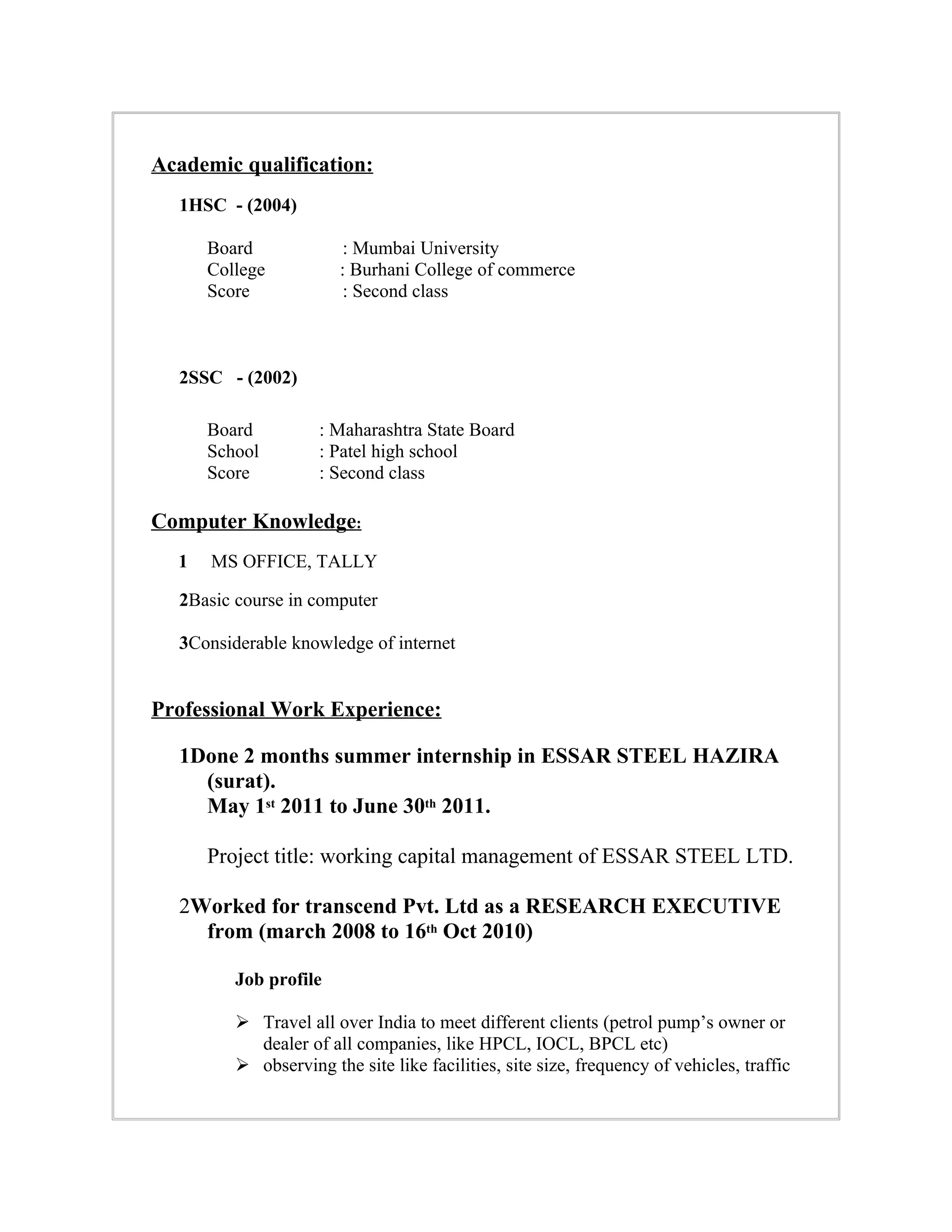 Abdul rasheed cv | DOC