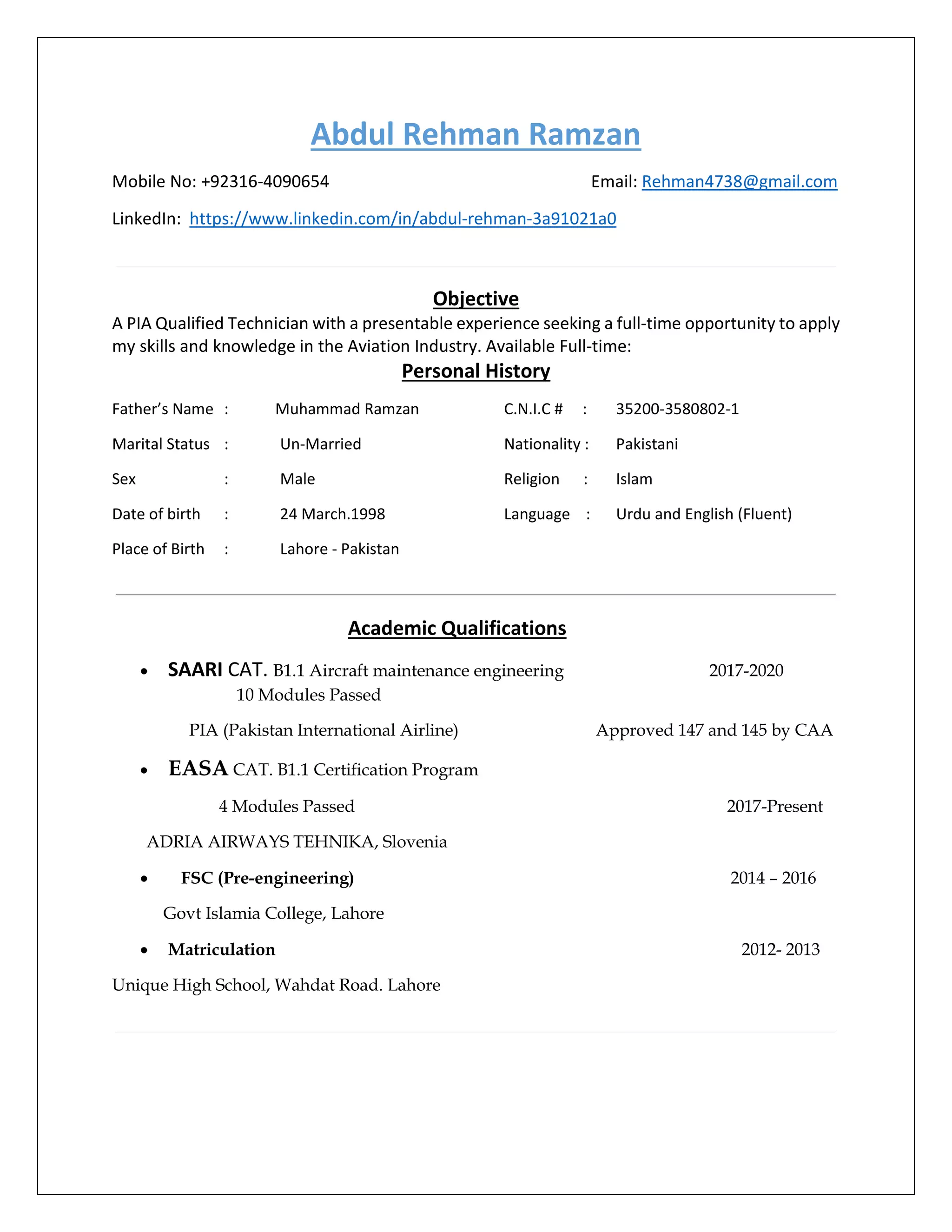 Abdulrehman cv | PDF