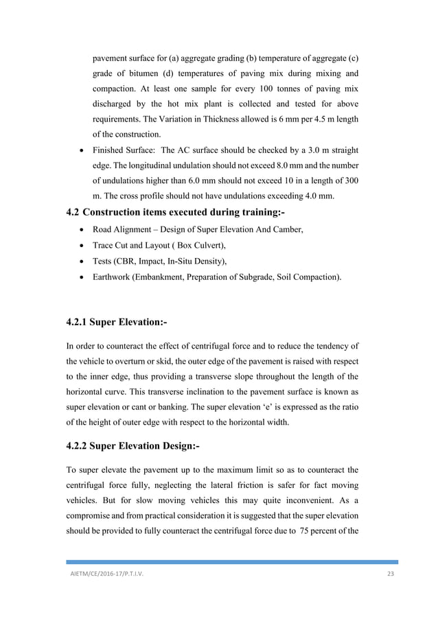 Highway construction or Road work report