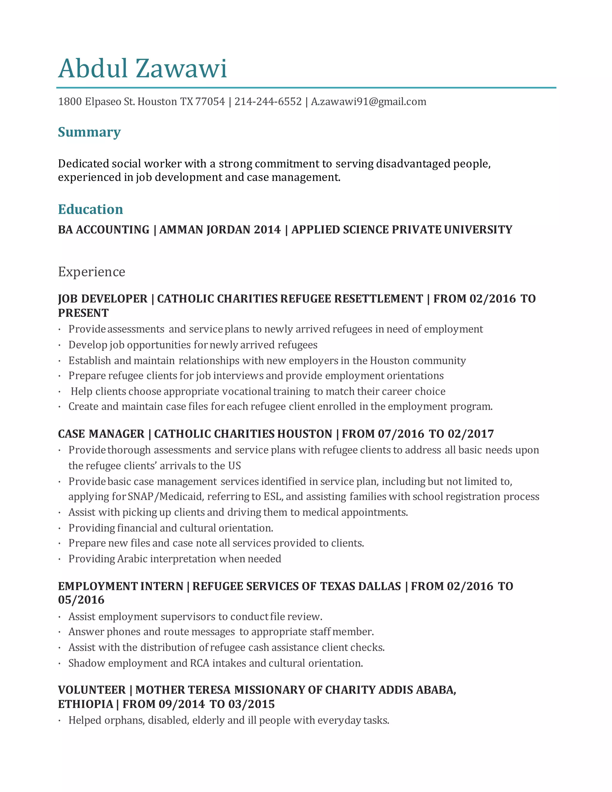 Abdul zawawi resume | DOCX | Careers