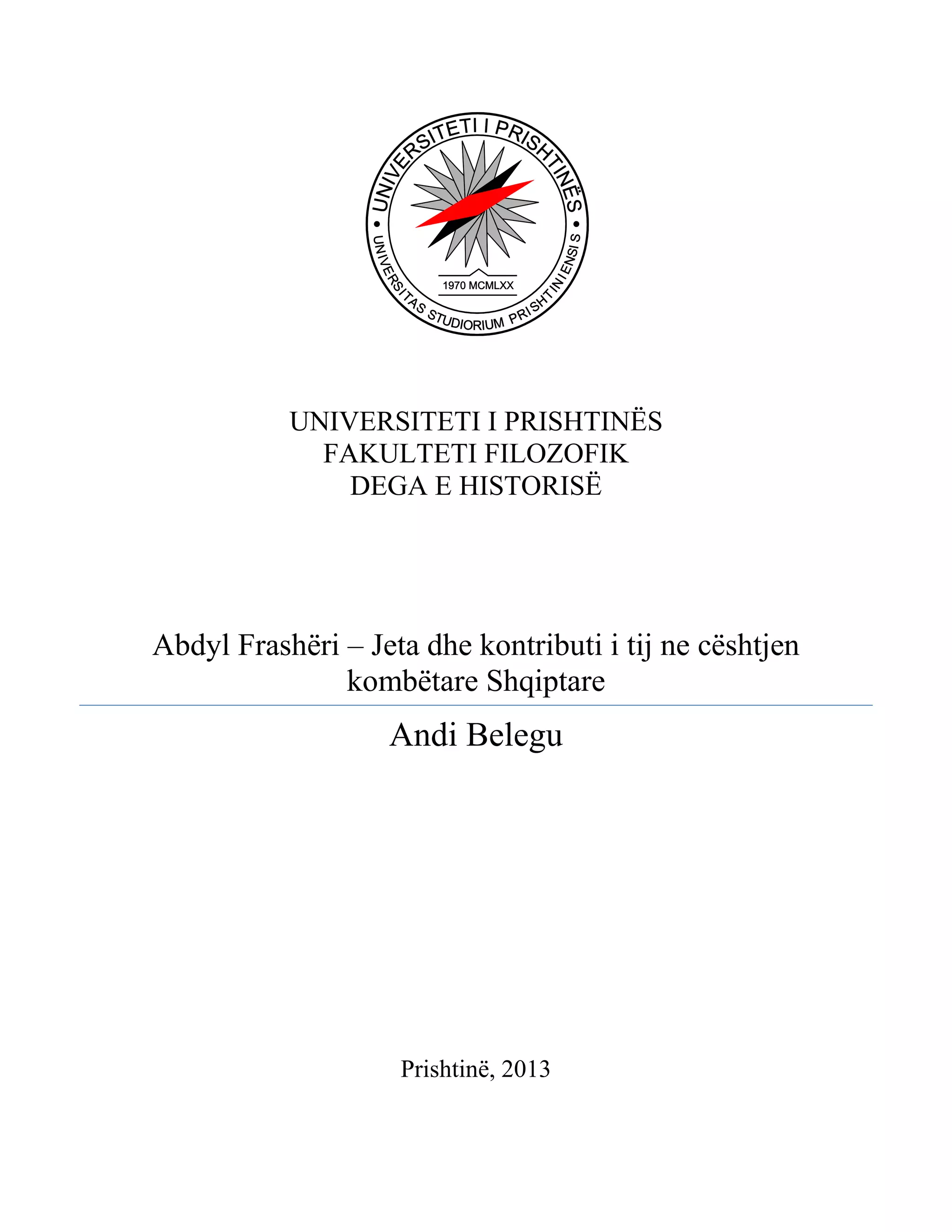 Abdyl frashëri, jeta dhe veprimtaria | DOCX