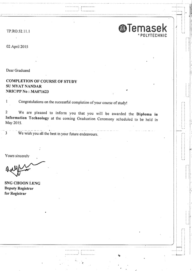 Completion letter from TP | PDF
