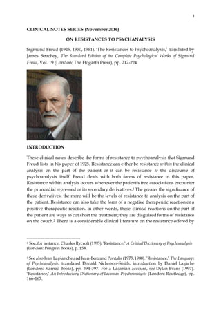 On Resistances to Psychoanalysis | PDF