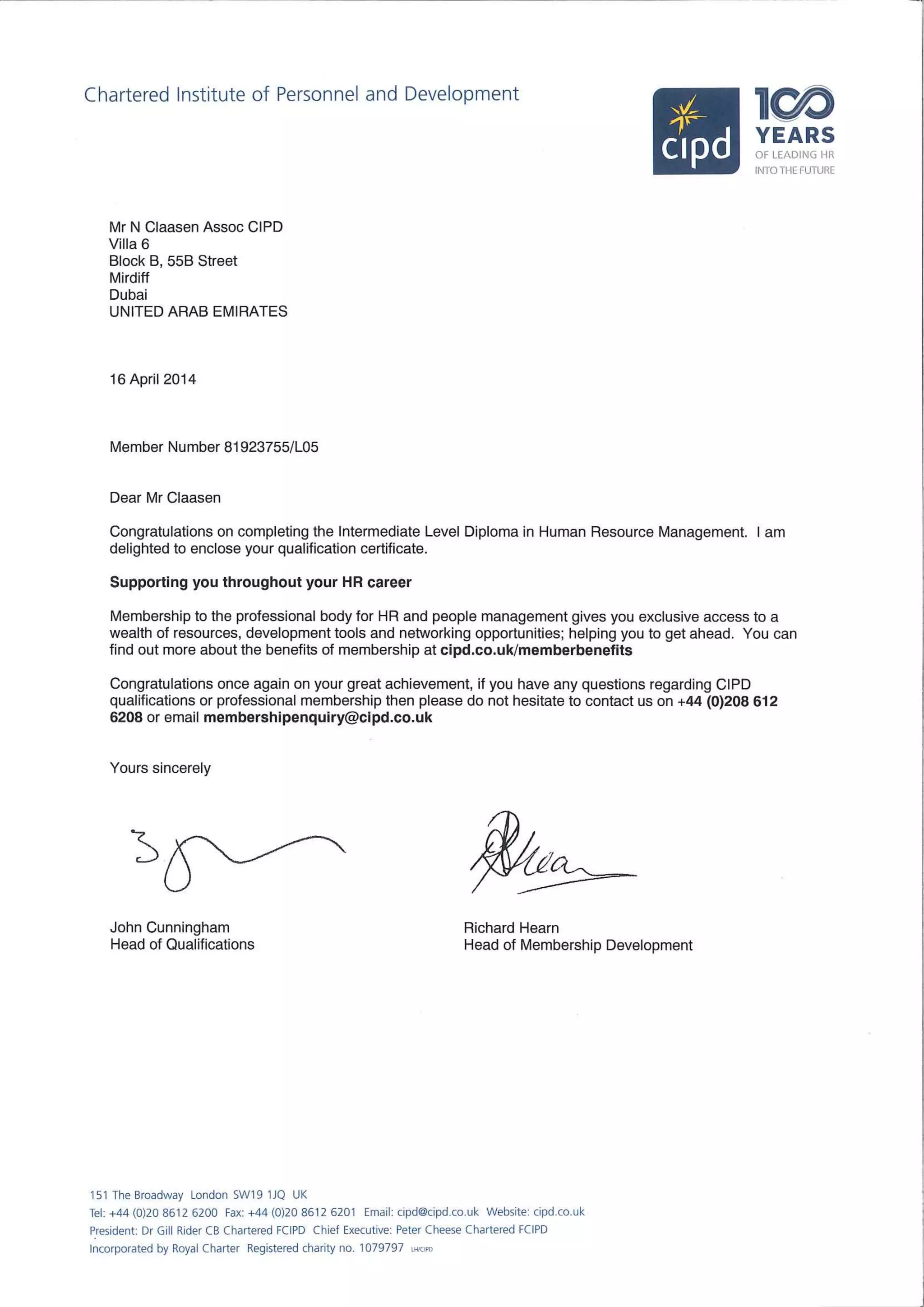 Diploma - CIPD and Letter | PDF