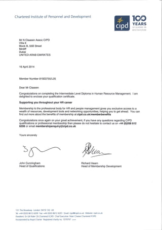 Diploma - CIPD and Letter | PDF
