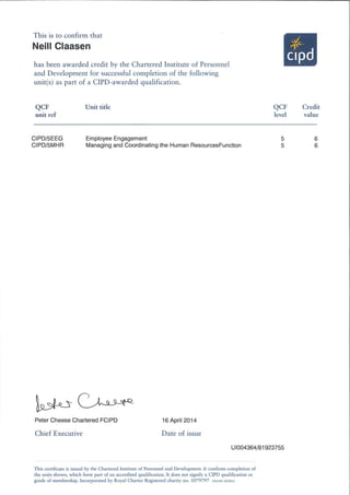 Diploma - CIPD and Letter | PDF