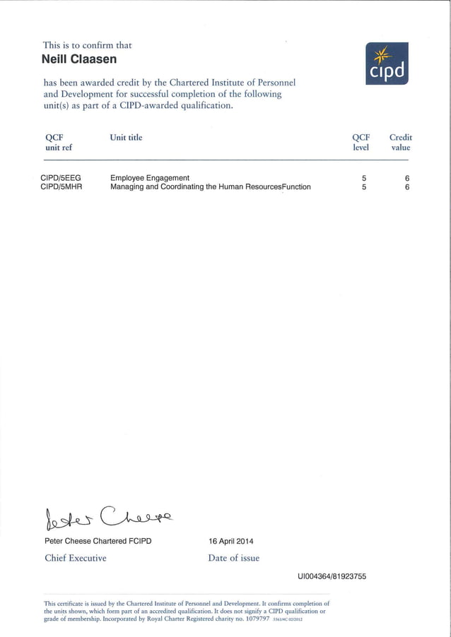 Diploma - CIPD and Letter | PDF