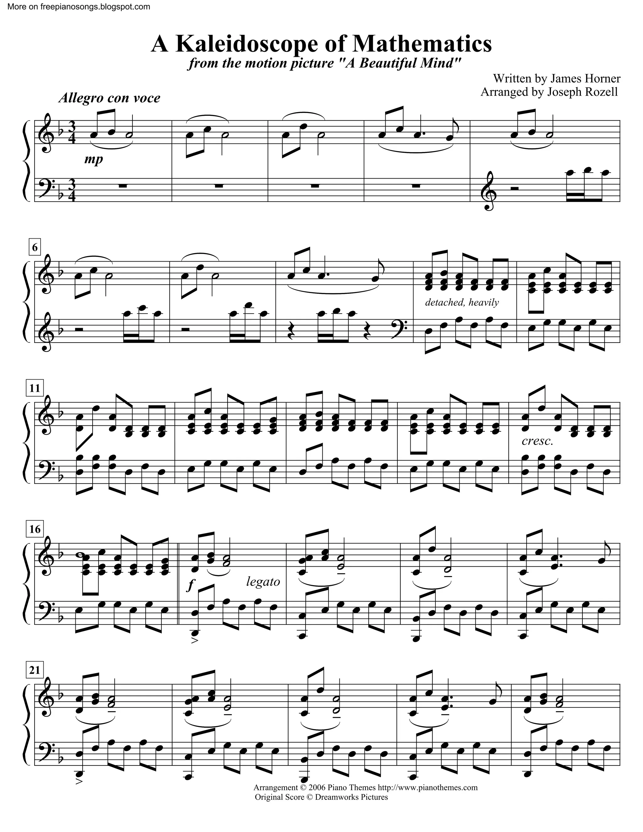Partituras Para Piano - A Beautiful Mind - Kalidoscope | PDF