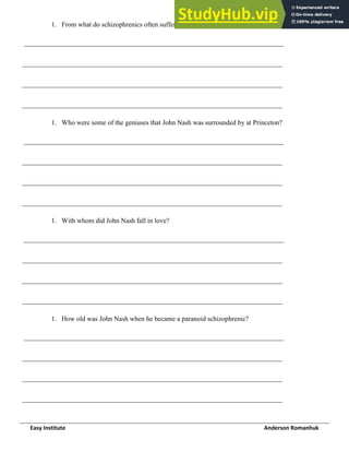 A Beautiful Mind - Movie Activities | PDF | Brain and Nervous System ...