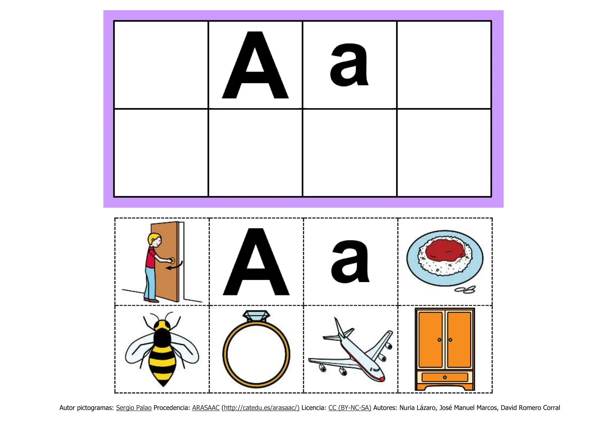 Abecedario con pictogramas retomado de arasaac | DOCX