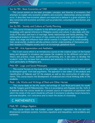 AB Economics Program Catalog S.Y 2006 -2007 | PDF