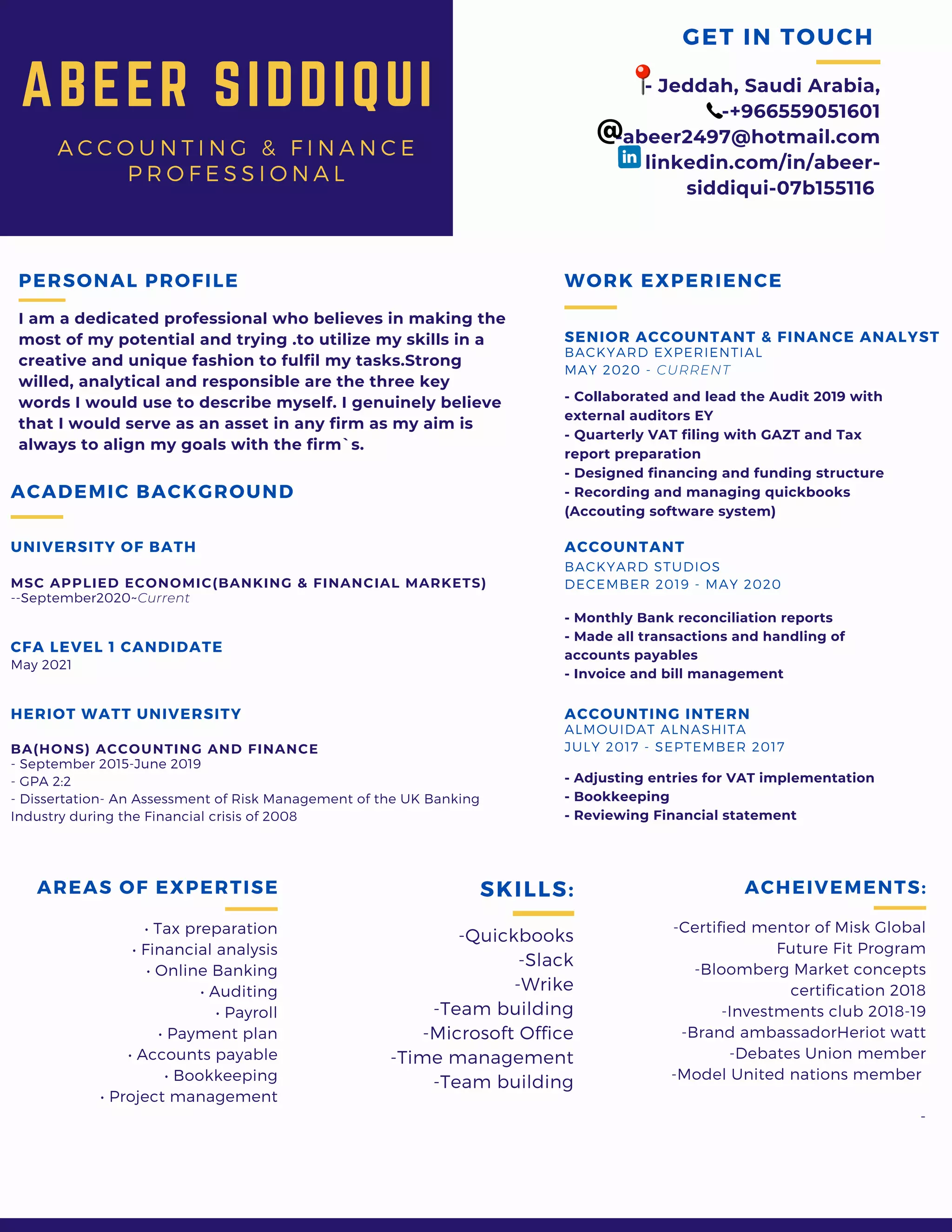 Abeer siddiqui cv 2020 | PDF