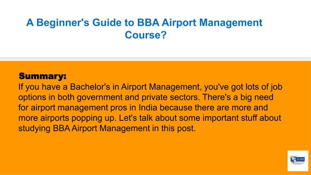 A Beginner's Guide to BBA Airport Management Course | PPT
