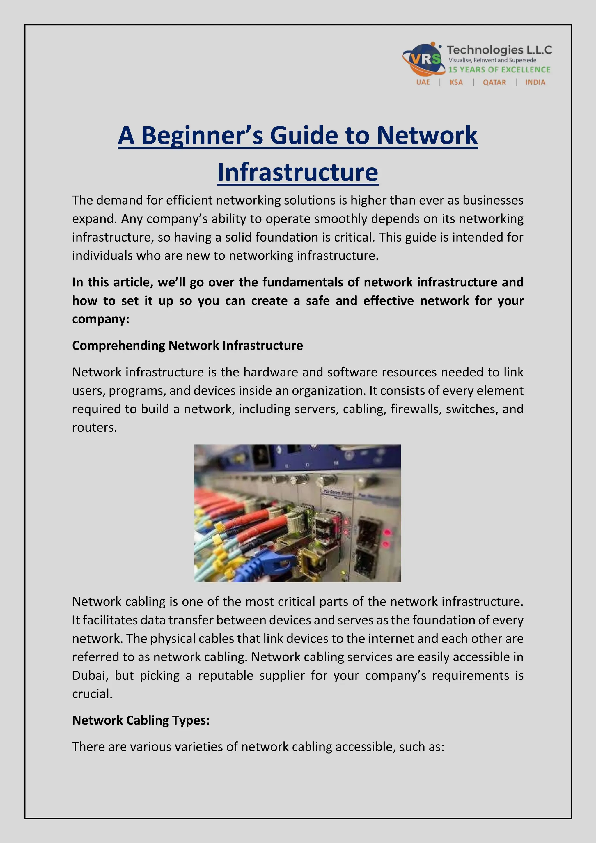 A Beginner Guide to Network Cabling Dubai | PDF