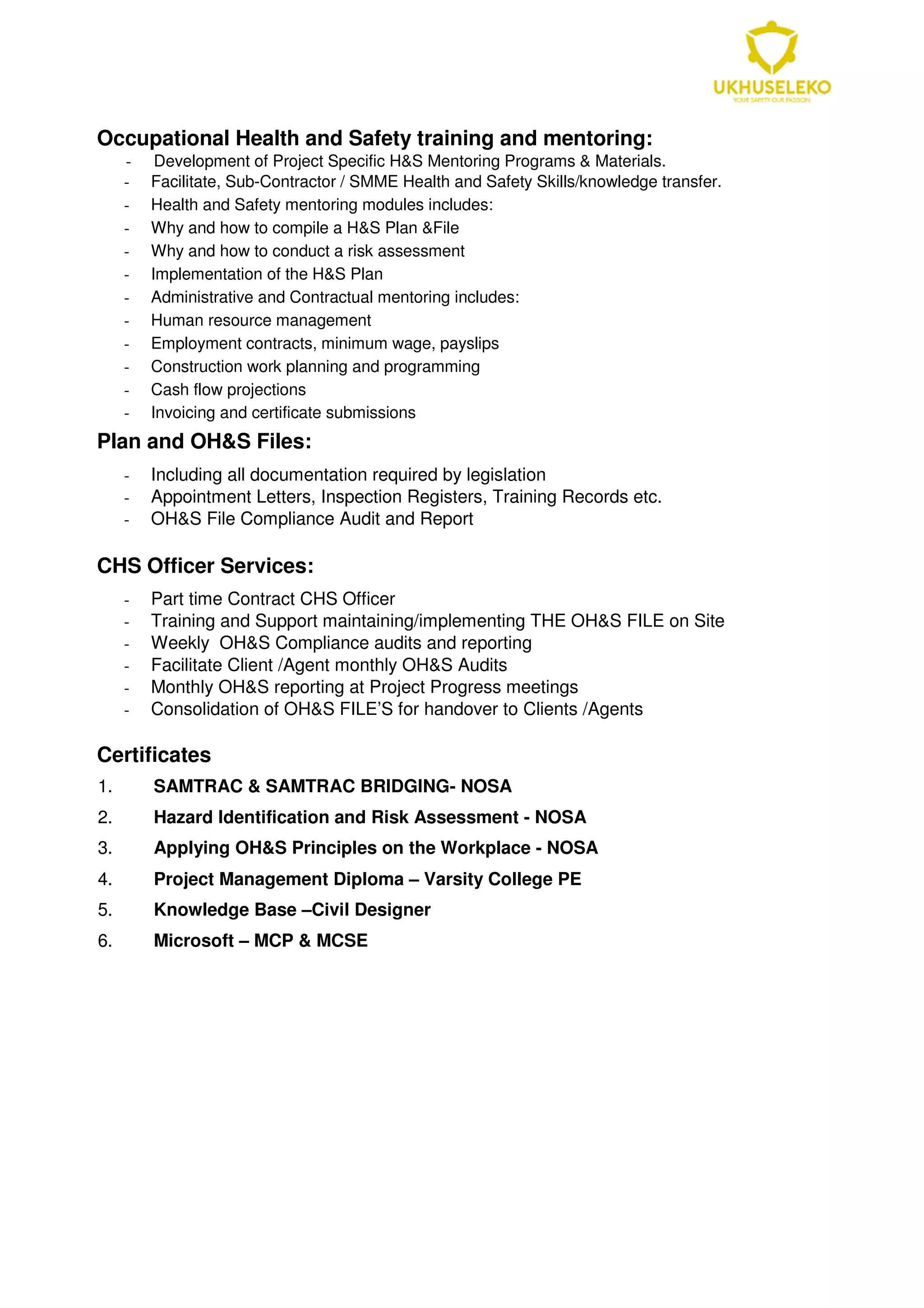 Abe jacobs occupational health and safety cv sept2017 | PDF | Civil Engineering Industry ...