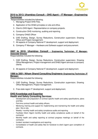 Abe jacobs occupational health and safety cv sept2017 | PDF | Civil ...