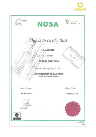 Abe jacobs occupational health and safety cv sept2017 | PDF | Civil Engineering Industry ...