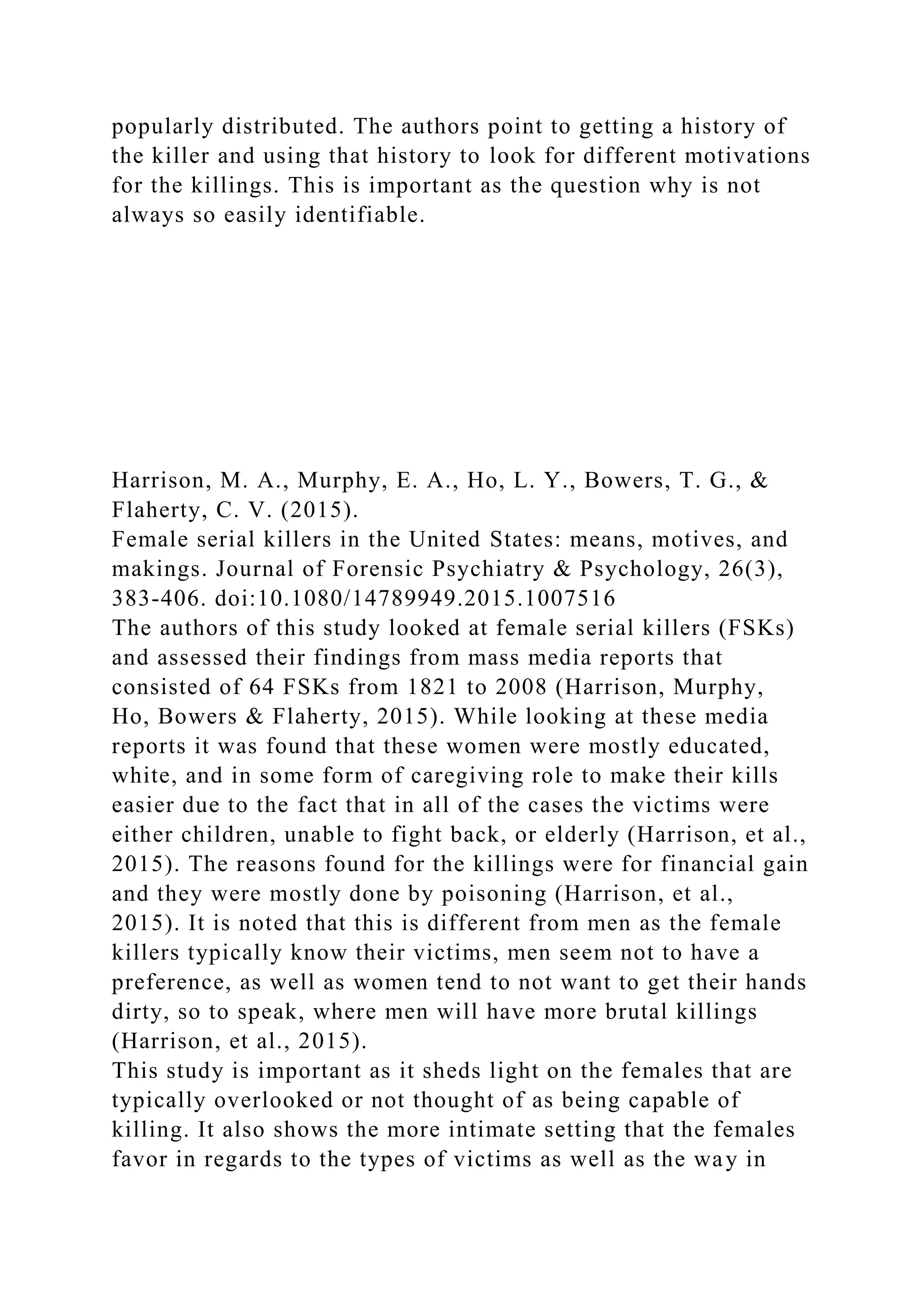 Abe, K. (2017). What is a serial killer What is a mass murderer .docx