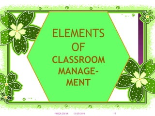 ELEMENTS OF CLASSROOM MANAGEMENT | PPTX
