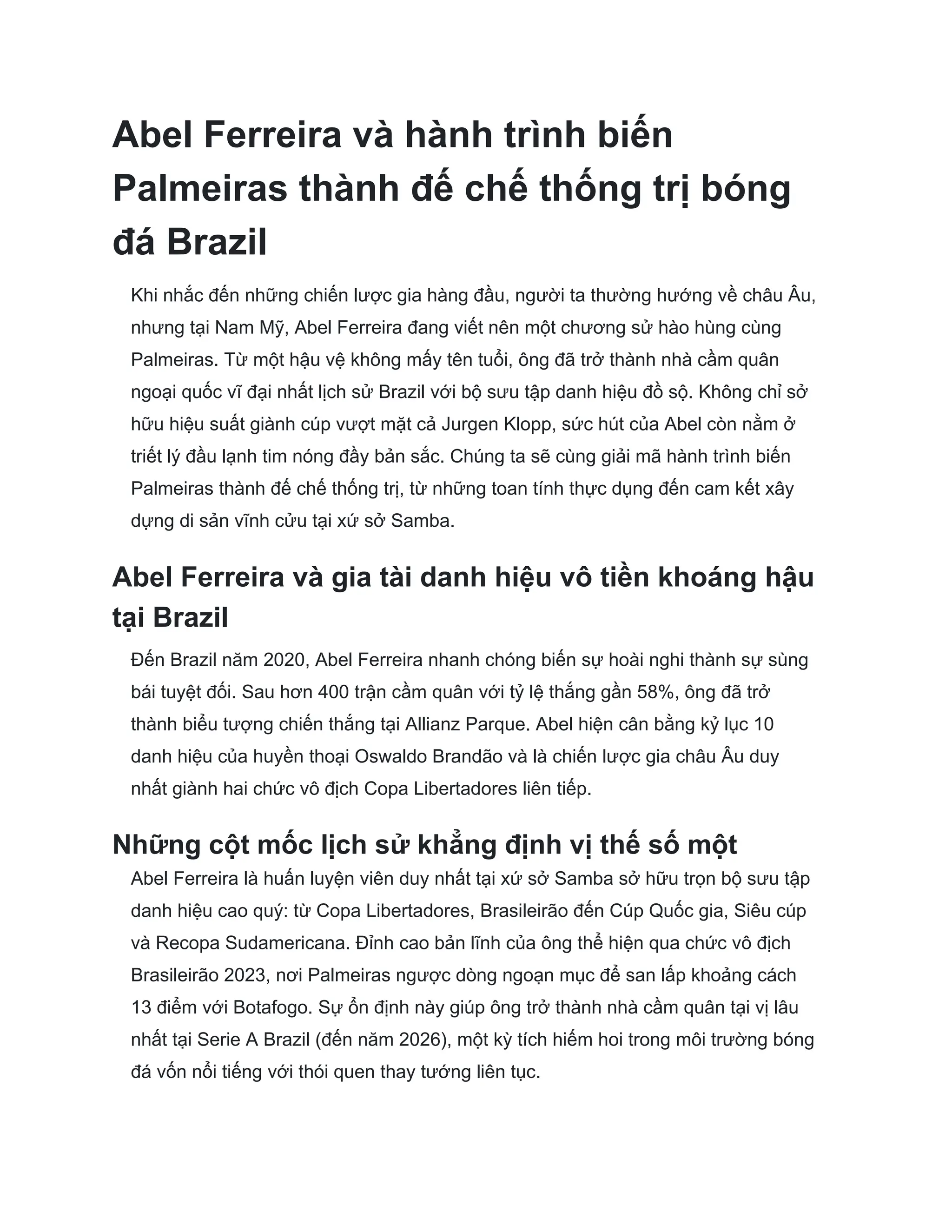 Abel Ferreira và hành trình biến Palmeiras thành đế chế thống trị bóng ...