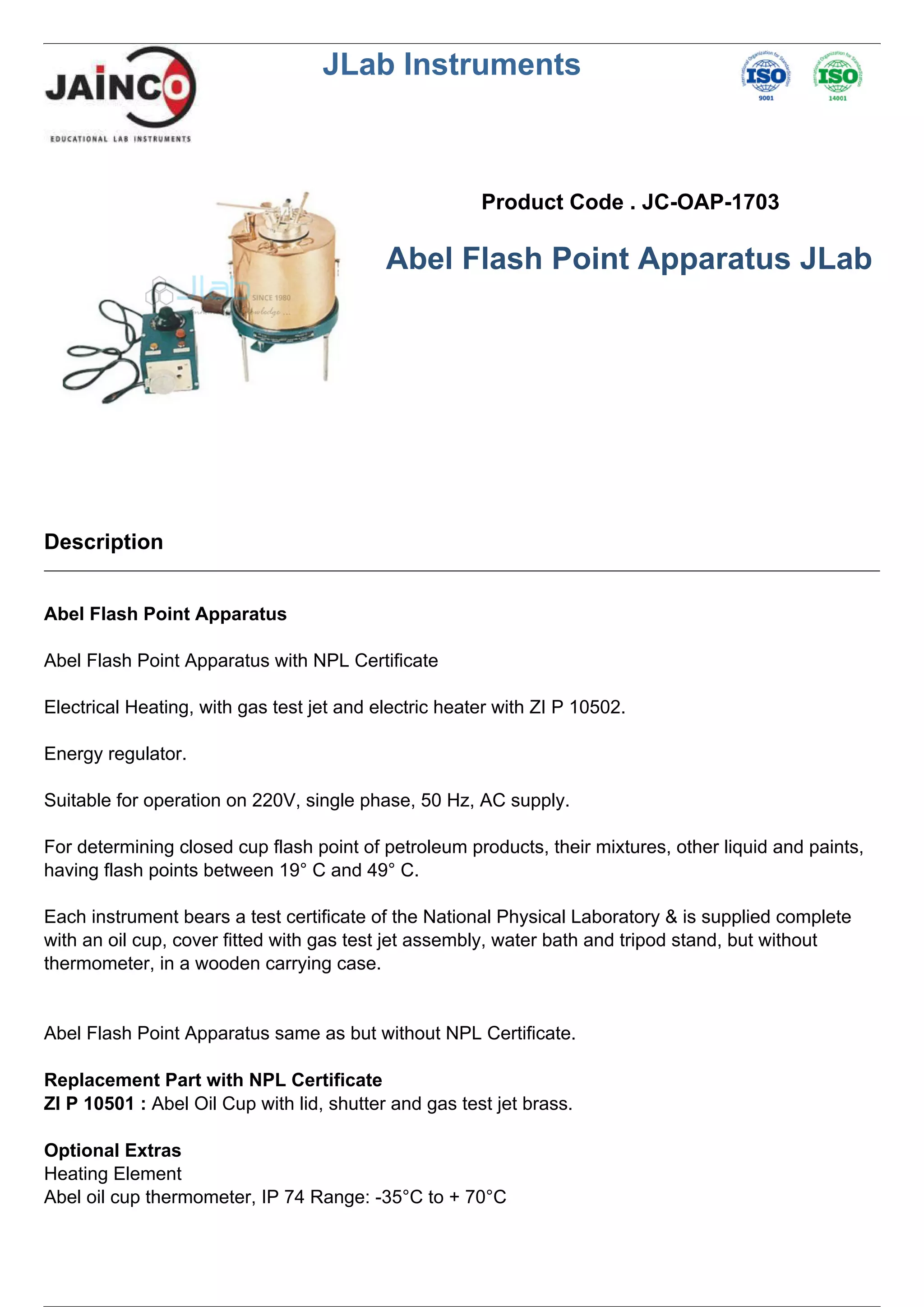 Abel flash point_apparatus jainco | PDF | Chemistry | Science