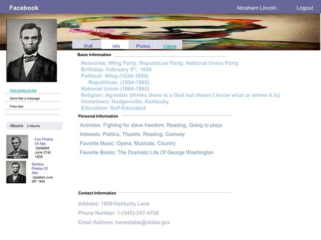 Abe lincoln facebook for computer class | PPT