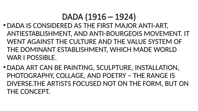 Movements in Interwar Modern Art: Dada, Surrealism , De Stijla and ...