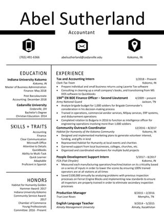 Abel sutherland resume_accountant | PDF | Business | Business and Finance