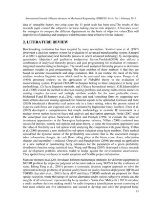 A BENCHMARK MODEL FOR INTERNAL ASSESSMENT OF INDUSTRY USING FUZZY ...