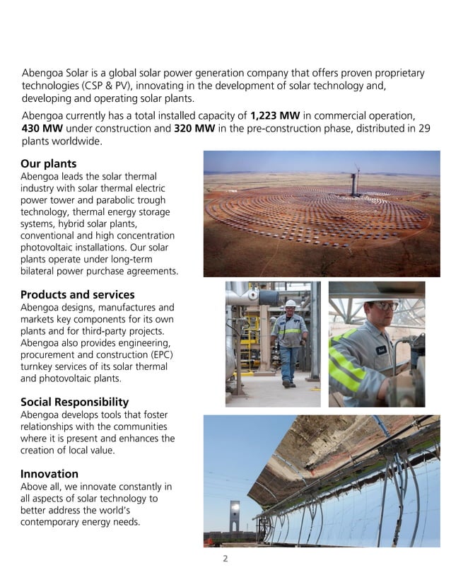 Abengoa Solar, power for a sustainable world | PDF