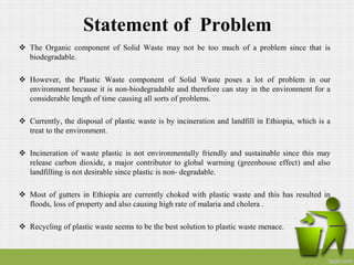 utilization of waste plastic | PPT
