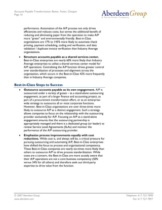 Aberdeen Group: Accounts Payable Transformation | PDF