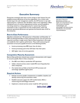 Aberdeen Group: Accounts Payable Transformation | PDF