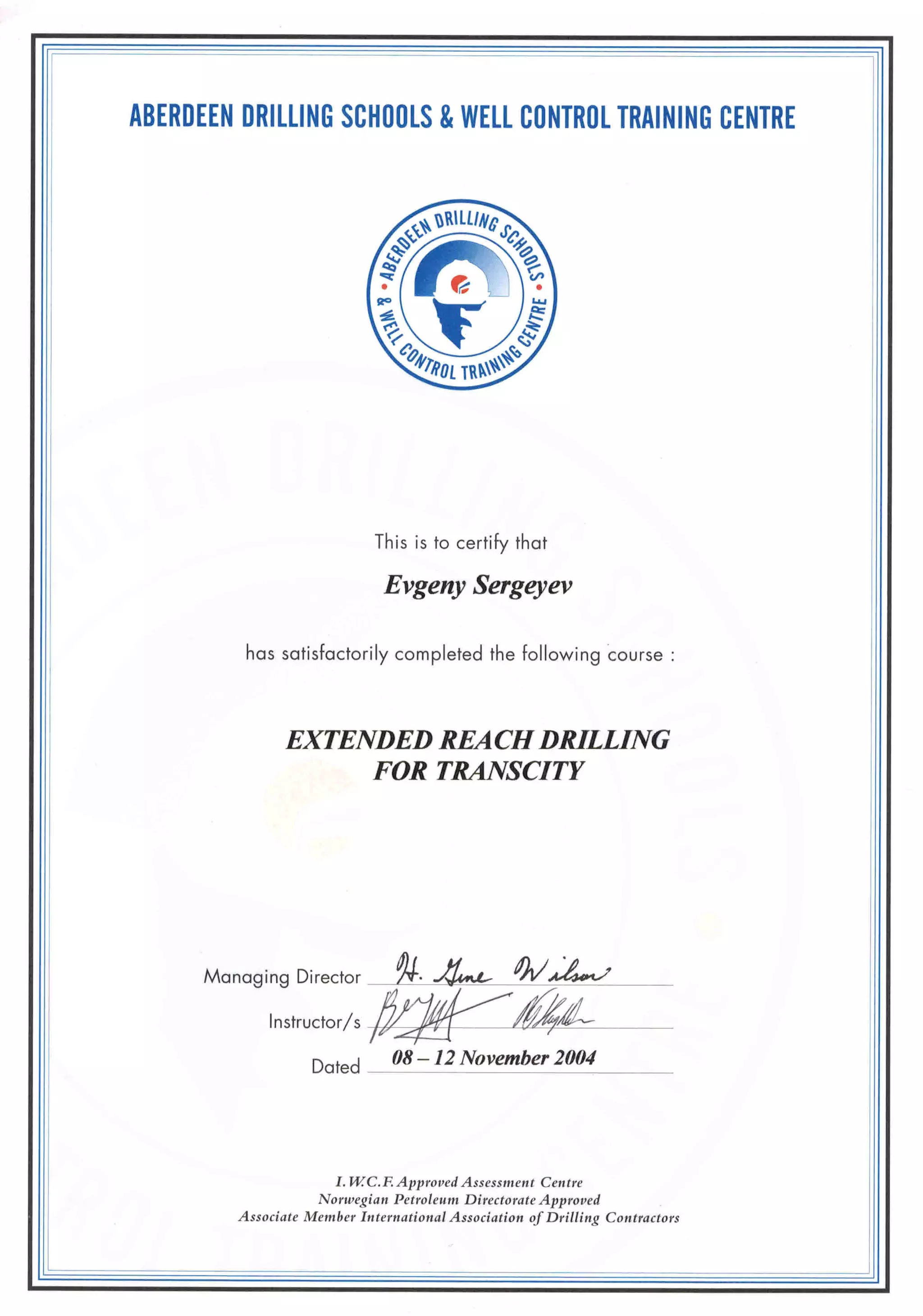 Extended Reach Drilling Certificate - 2004 | PDF | Scuba Diving ...