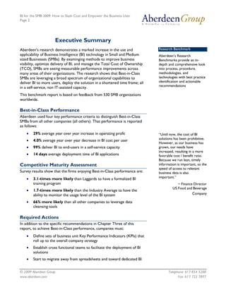 Aberdeen Group Report on Business Intelligence for Small Business | PDF