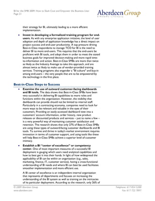 Aberdeen Group Report on Business Intelligence for Small Business | PDF