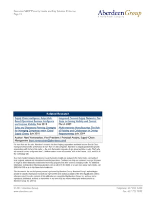 Aberdeen executive sales and operations planning maturity levels and ...