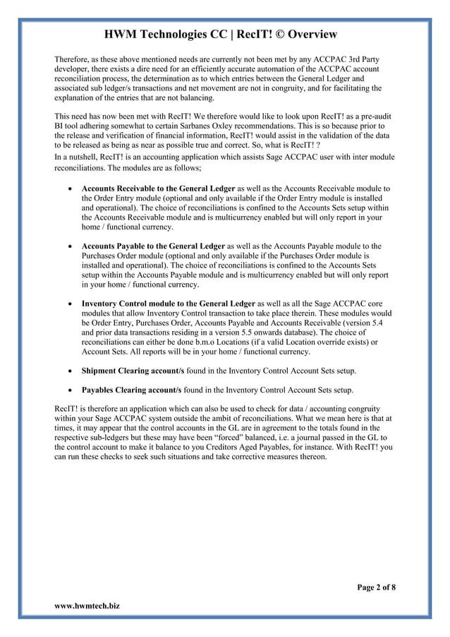 Welcome to HWM Technologies CC RecIT Overview | PDF | Databases ...
