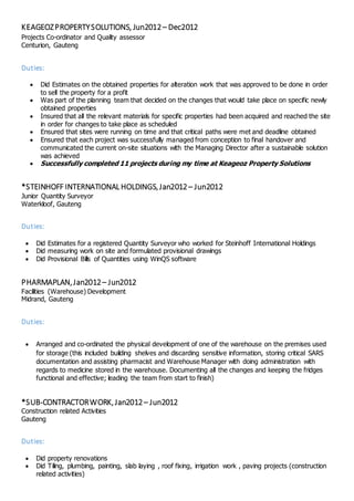 JACO BOTES CV | DOCX | Civil Engineering Industry | Industries