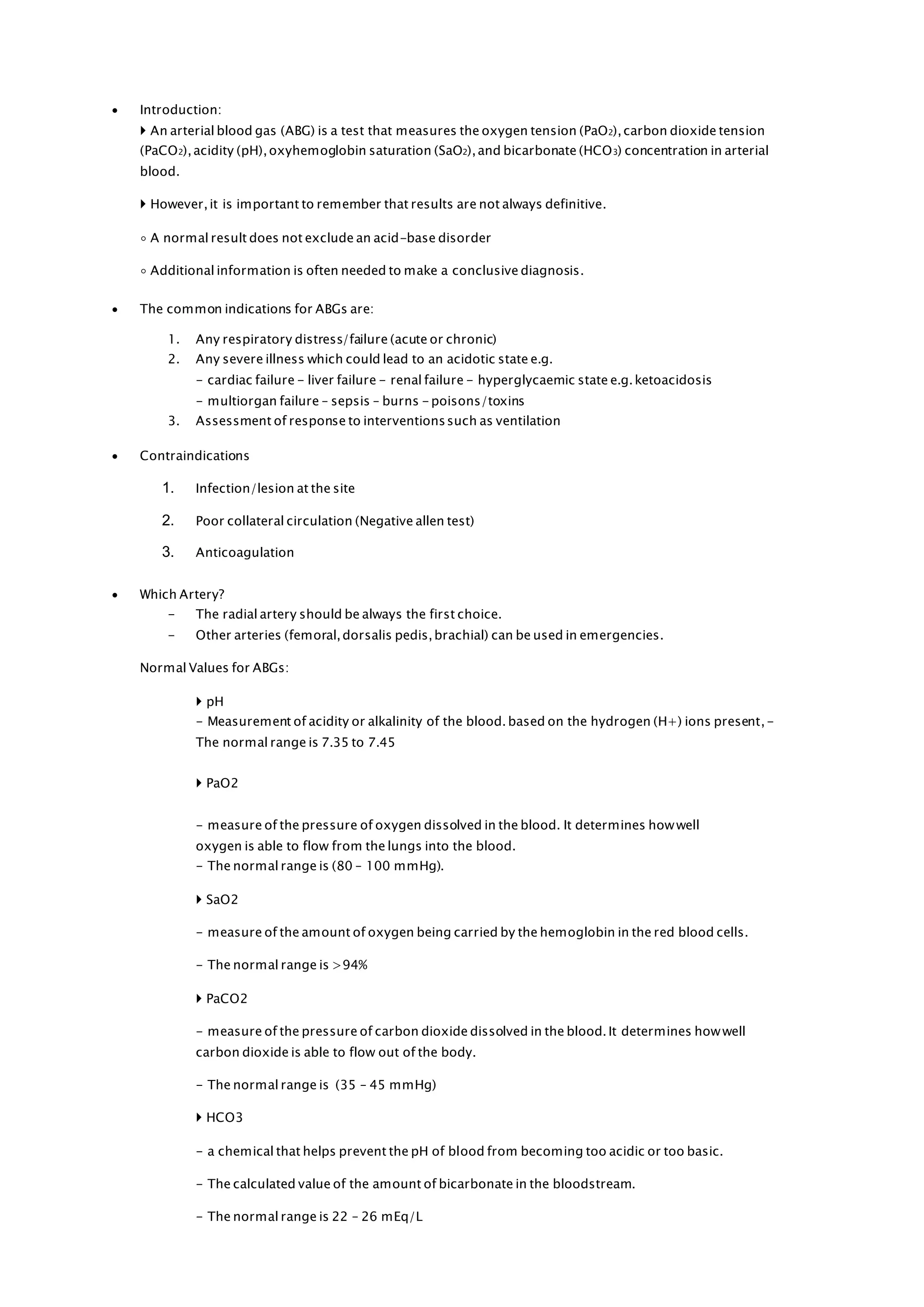 Arterial Blood Gas (ABG) | PDF