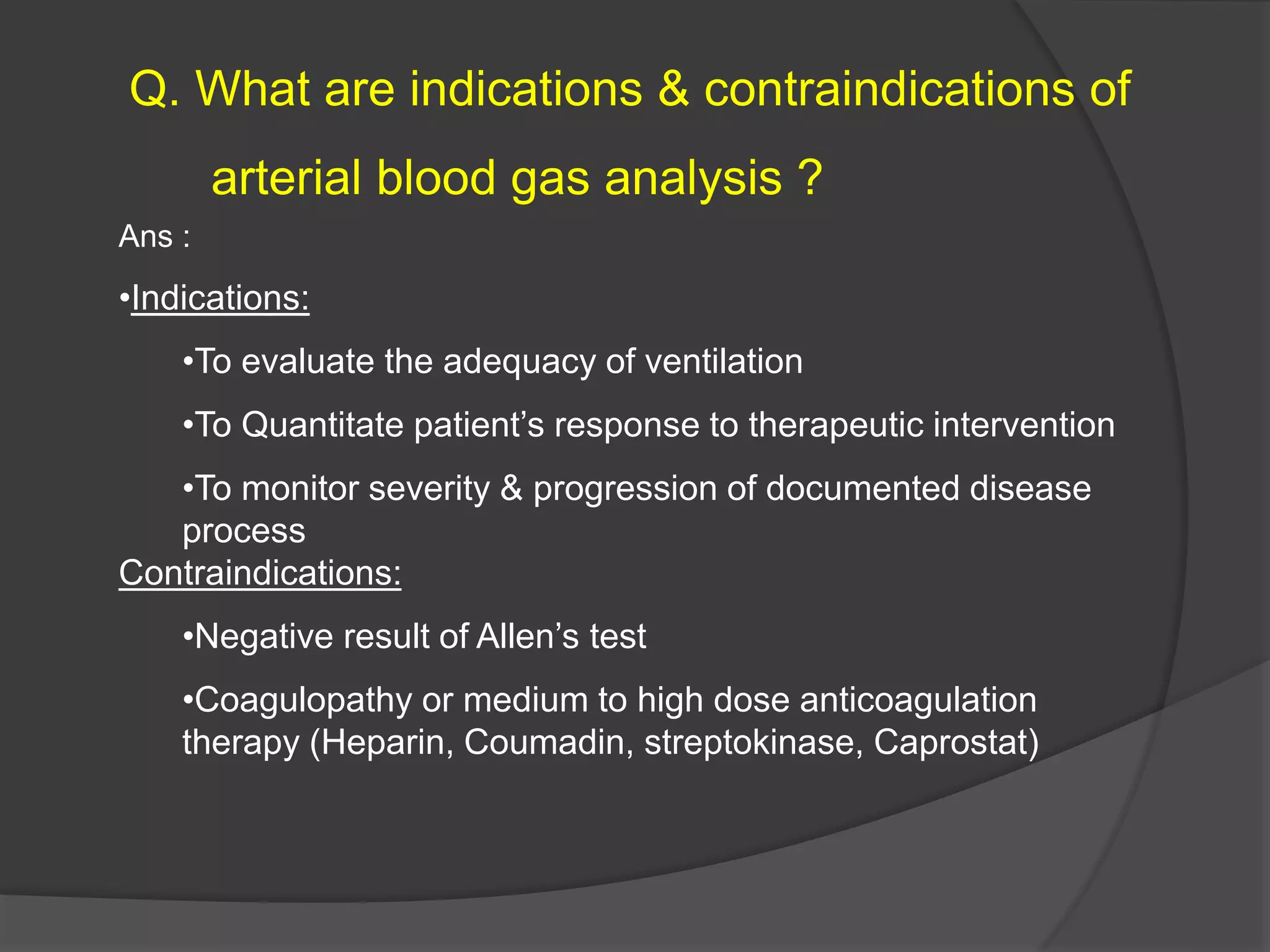 Arterial blood gas analysis | PPTX